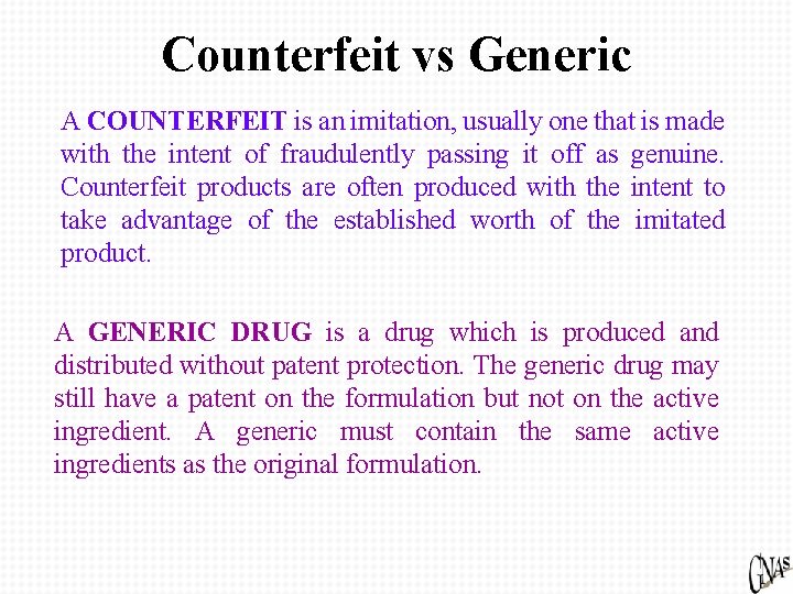 Issues Related to Counterfeit Drugs By Dr Gopakumar