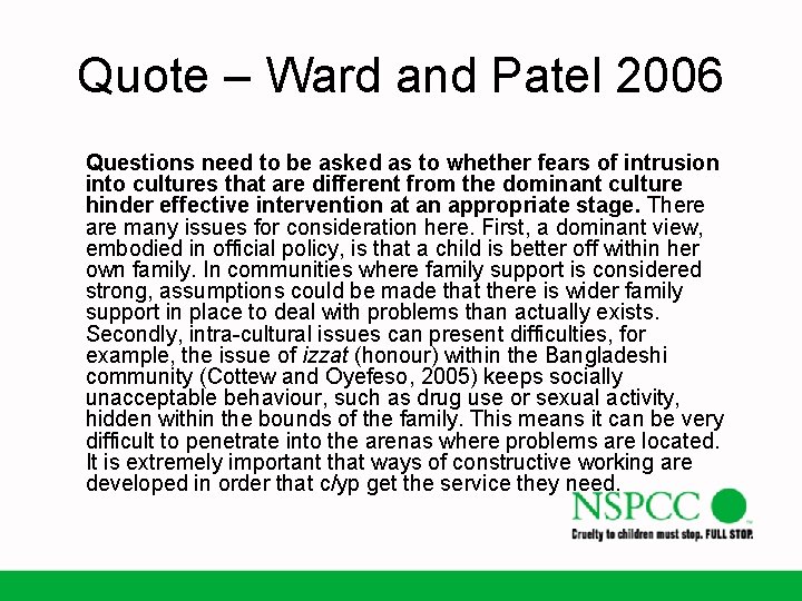 Beyond Belief Safeguarding children Nasima Patel NSPCC with