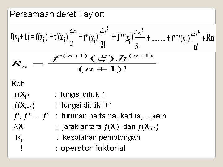 Metode Numerik Analisa Galat Deret Taylor Teknik InformatikaUnitomo