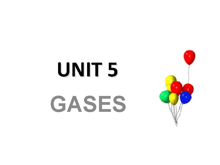 UNIT 5 GASES Chapter 11 BEHAVIOUR OF GASES