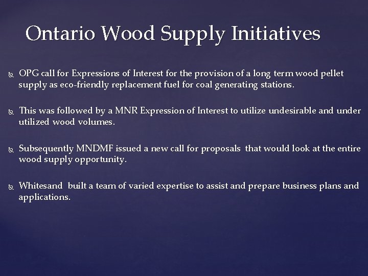 Whitesand First Nation Community Sustainability Initiative Exploring Small