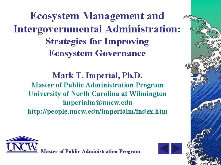 Ecosystem Management and Intergovernmental Administration Strategies ...