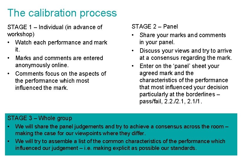 Calibrating Standards in the Assessment of Recitals Introduction