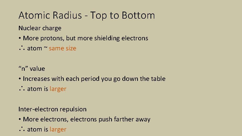 Trends of the Periodic Table Overview 3 factors