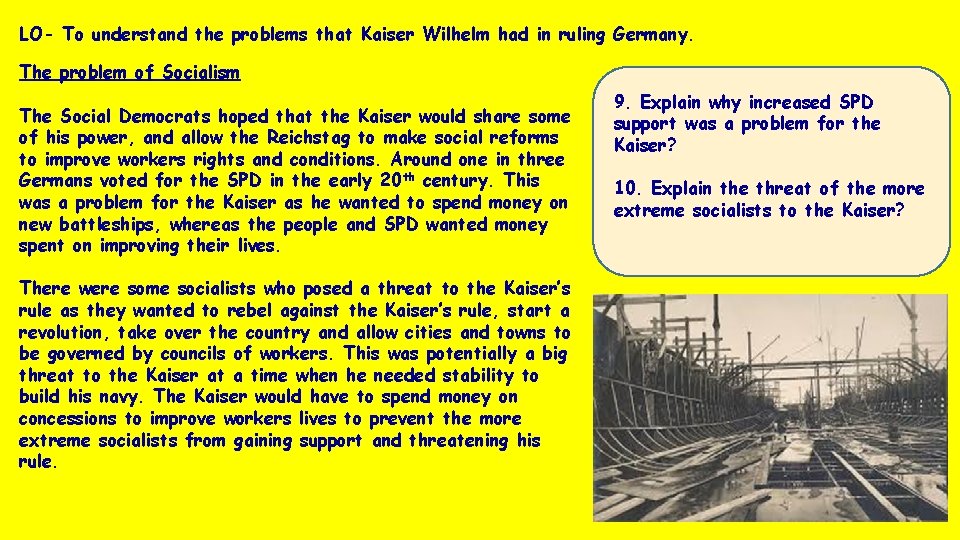 The Kaisers problems LO To understand the problems