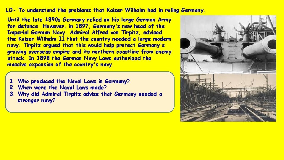 The Kaisers problems LO To understand the problems