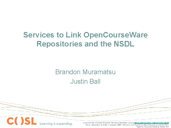Services to Link Open Course Ware Repositories and