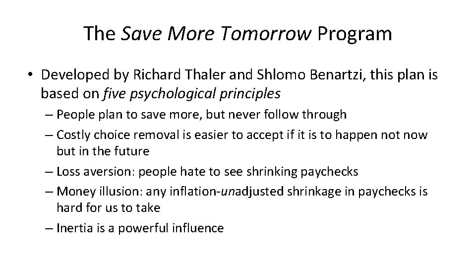 Save More Tomorrow Nudge Chapter 6 Behavioral Economics