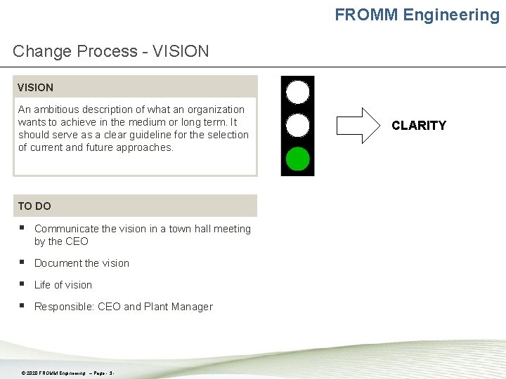 FROMM Engineering Components of a successful change process