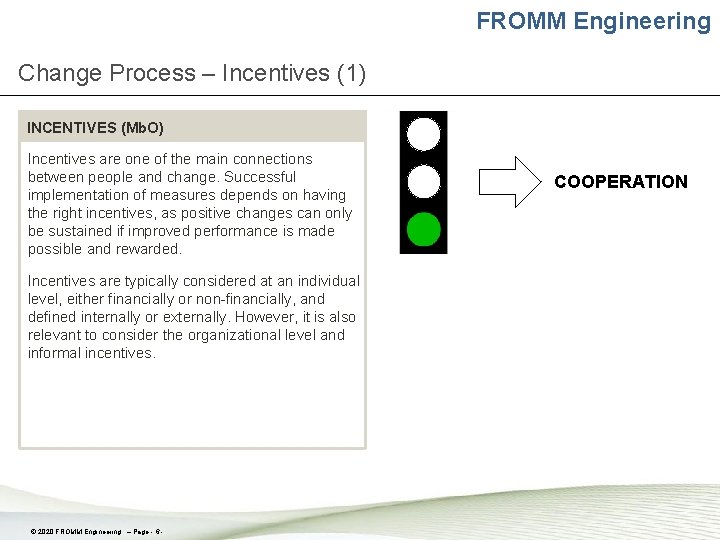 FROMM Engineering Components of a successful change process
