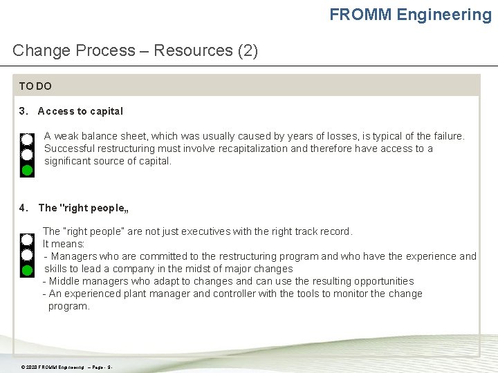 FROMM Engineering Components of a successful change process