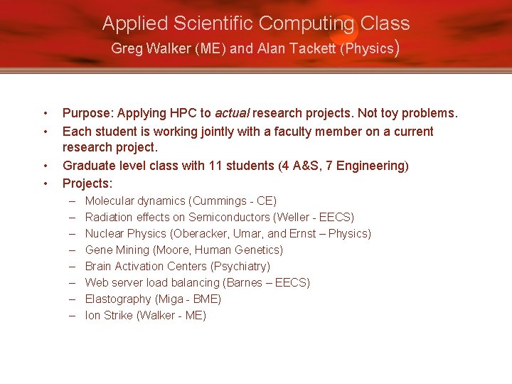VAMPIRE VAnderbilt MultiProcessor Integrated Research Engine Alan Tackett