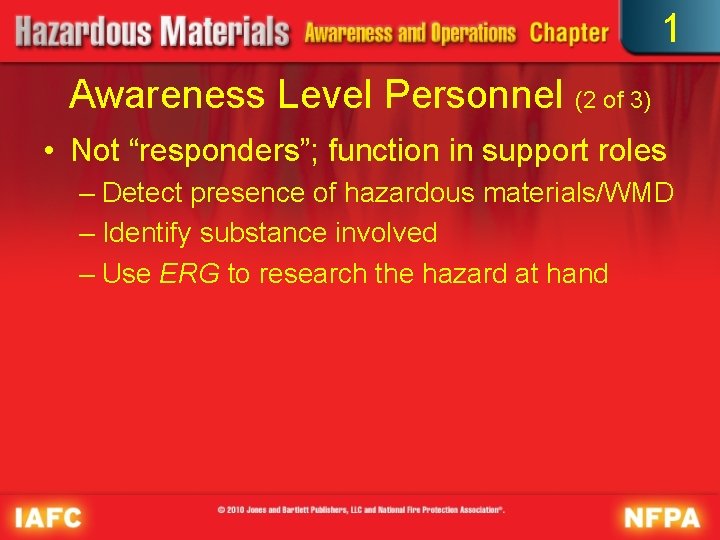1 Hazardous Materials Overview 1 Objectives 1 of