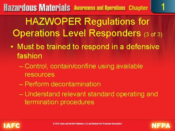 1 Hazardous Materials Overview 1 Objectives 1 of