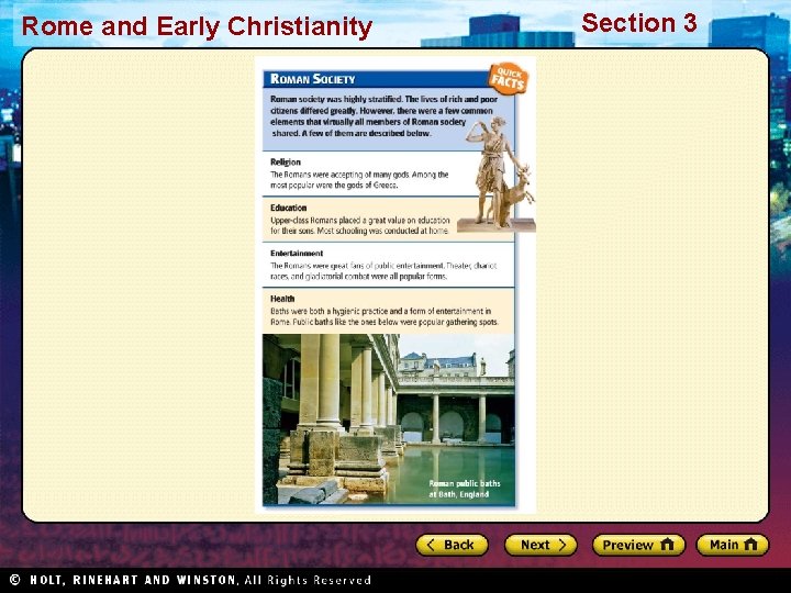 Rome and Early Christianity Section 3 Roman Society