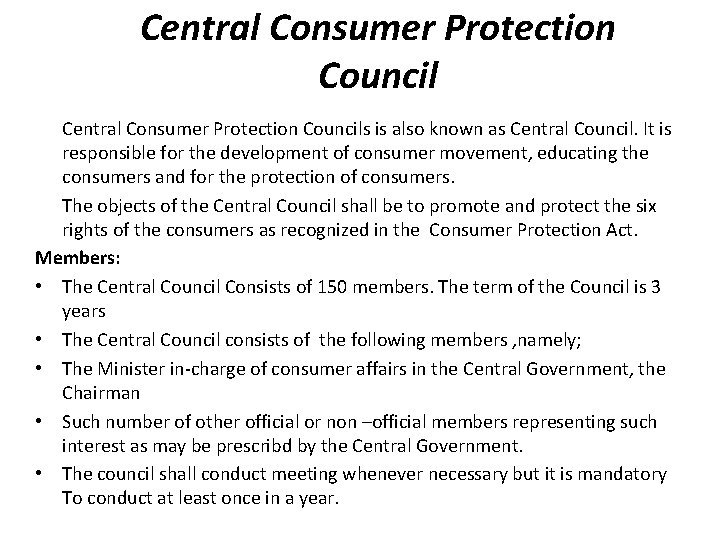 Consumer Protection Act 1986 PartII Consumer Protection Council