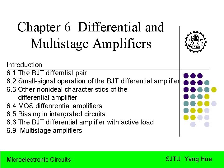Chapter 6 Differential and Multistage Amplifiers Introduction 6