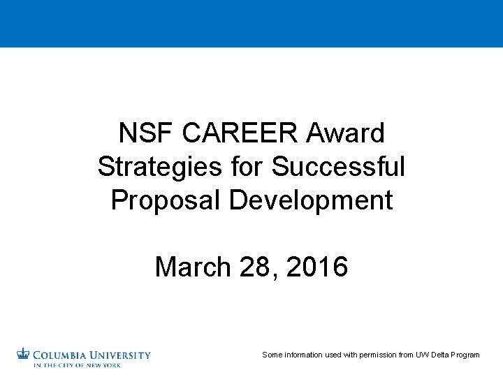 NSF CAREER Award Strategies for Successful Proposal Development