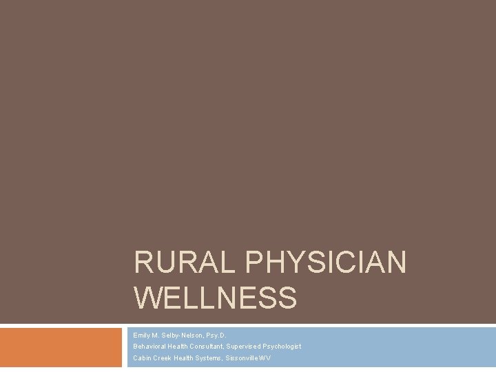 WELLNESS A REVIEW OF THE LITERATURE Treah Haggerty