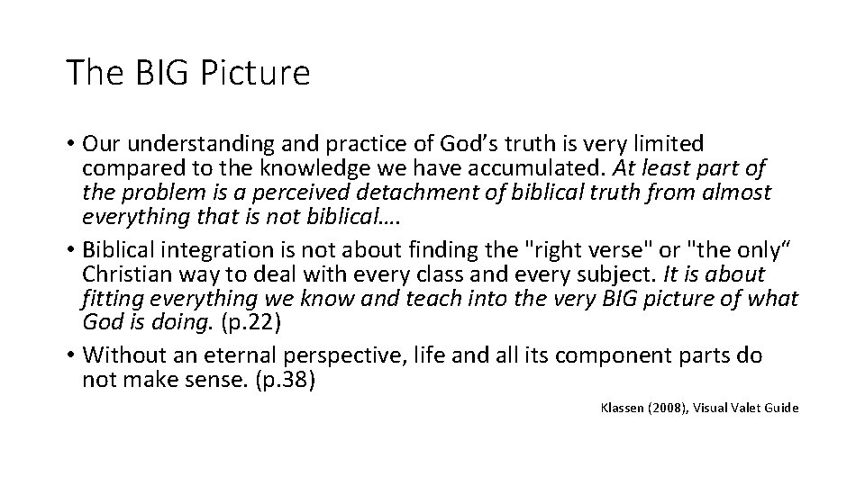 Using Essential Questions to Develop a Biblical Perspective