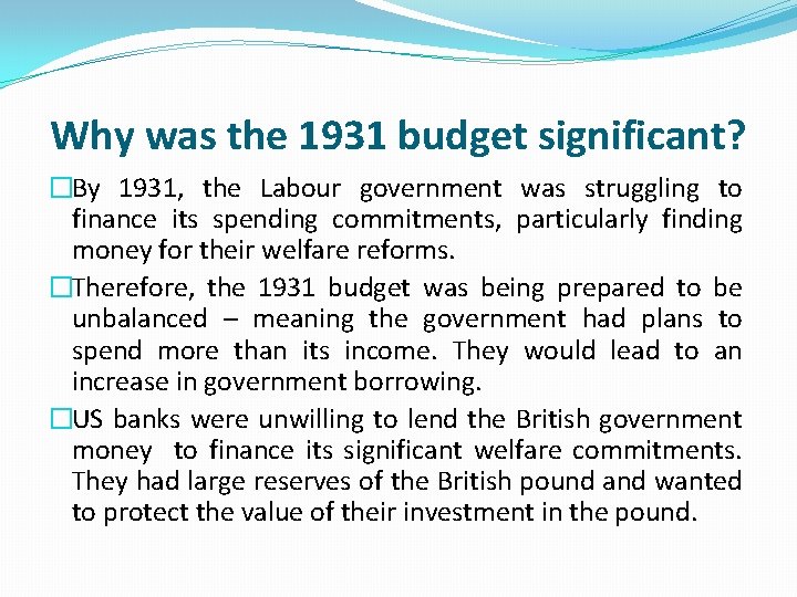 Why was the National Government formed in 1931