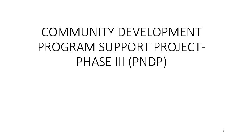 COMMUNITY DEVELOPMENT PROGRAM SUPPORT PROJECTPHASE III PNDP 1