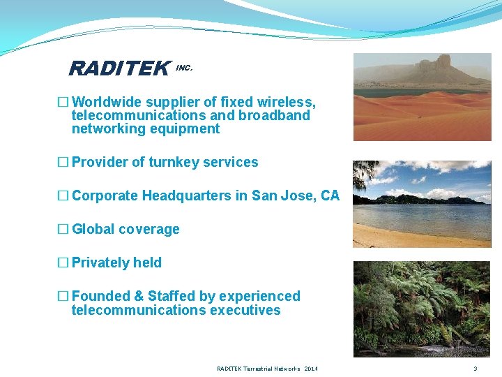 TELECOM PRODUCT PRESENTATION WIRELESS WITHOUT BOUNDARIES RADITEK ...