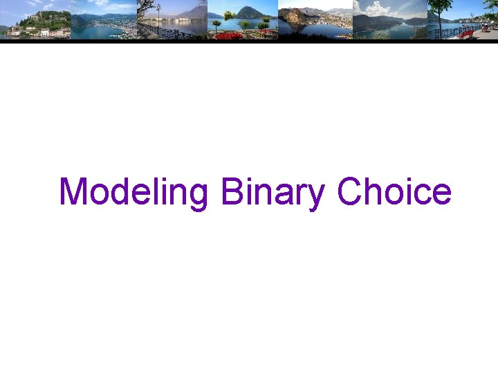 2 Binary Choice Estimation Modeling Binary Choice Agenda