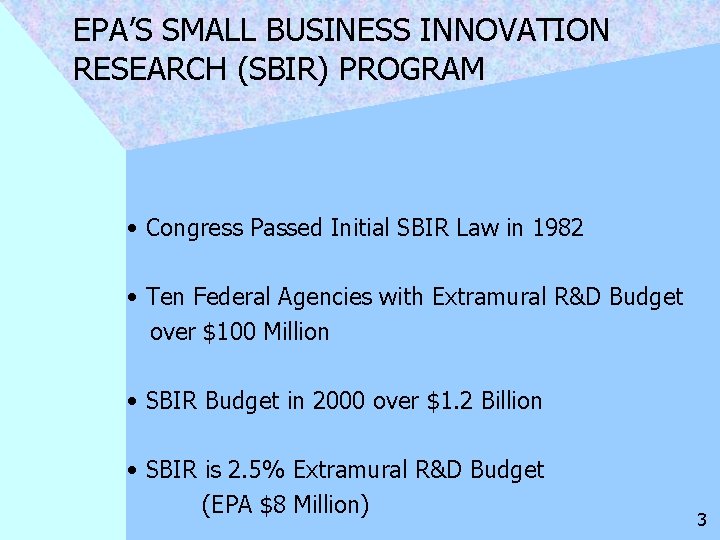 EPAS SMALL BUSINESS INNOVATION RESEARCH SBIR PROGRAM INNOVATIVE
