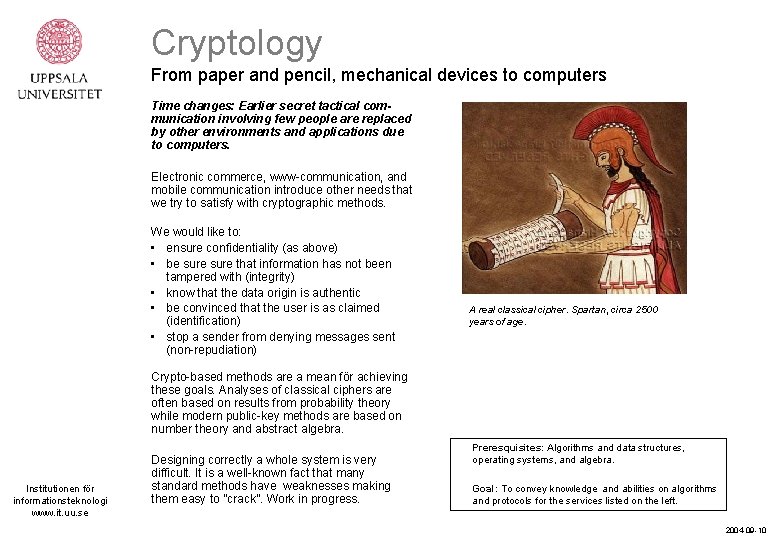 Cryptology From paper and pencil mechanical devices to