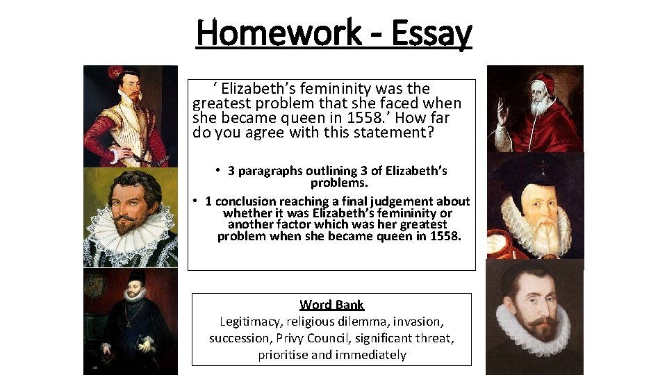 Lesson 6 Evaluating the challenges faced by Elizabeth