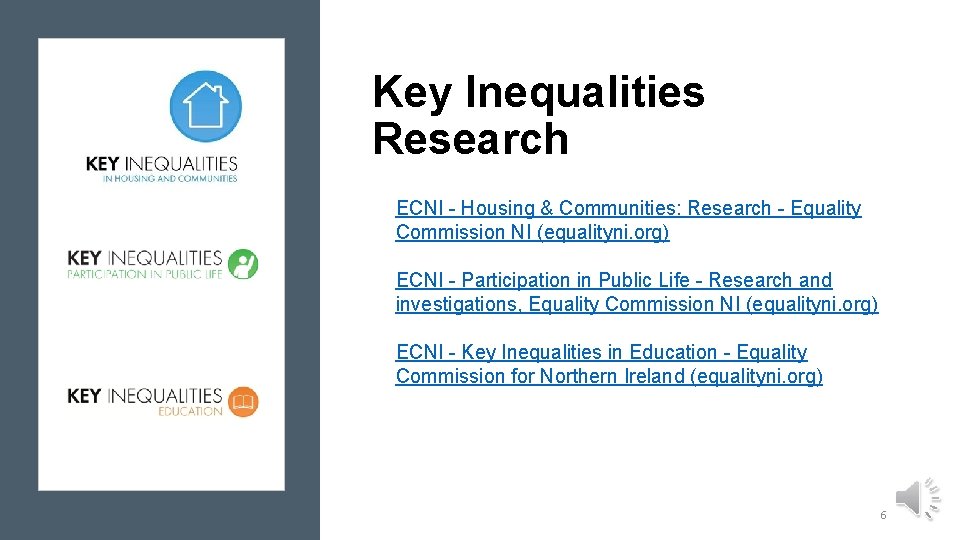 Data information sources on the ECNI website www