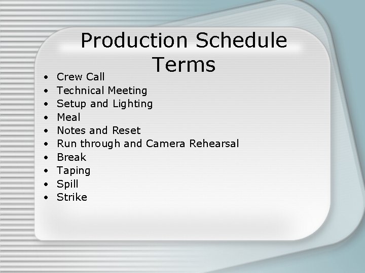 DV Chapter 2 3 stages of Production Preproduction