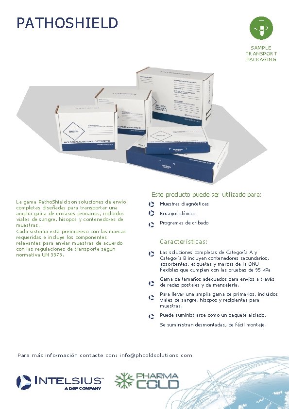 PATHOSHIELD SAMPLE TRANSPORT PACKAGING Este producto puede ser
