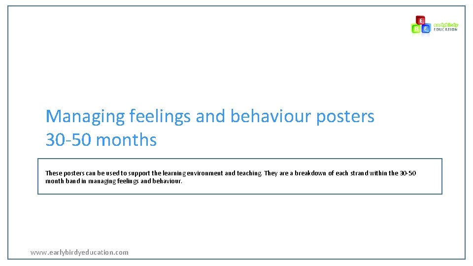 Managing feelings and behaviour posters 30 50 months