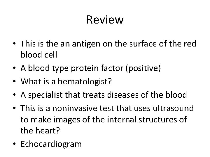 Chapter 11 8 Review THE CIRCULATORY SYSTEM Review
