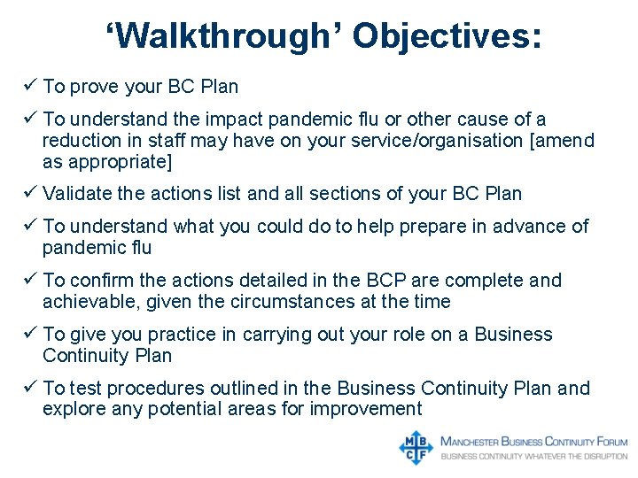 Business Continuity and the Flu Pandemic DISCLAIMER This