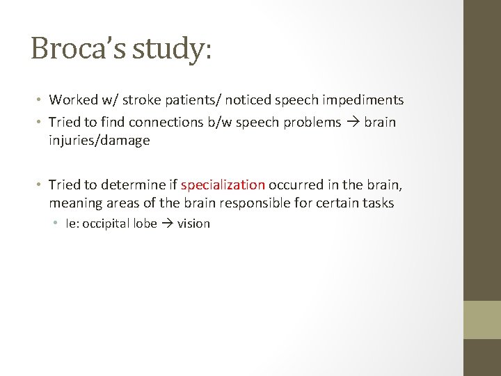 BRAIN BEHAVIOUR LOCALIZATION IN THE BRAIN First what