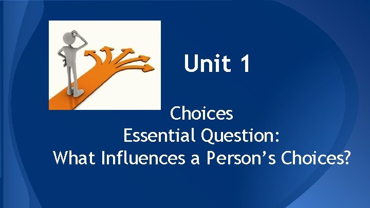 Unit 1 Choices Essential Question What Influences a