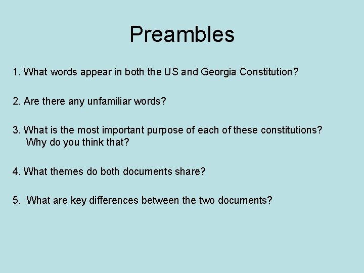 Comparing the US and Georgia Constitutions Preamble US