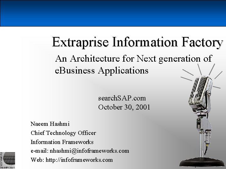 Extraprise Information Factory An Architecture for Next generation