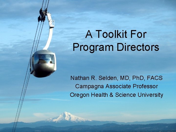 A Toolkit For Program Directors Nathan R Selden