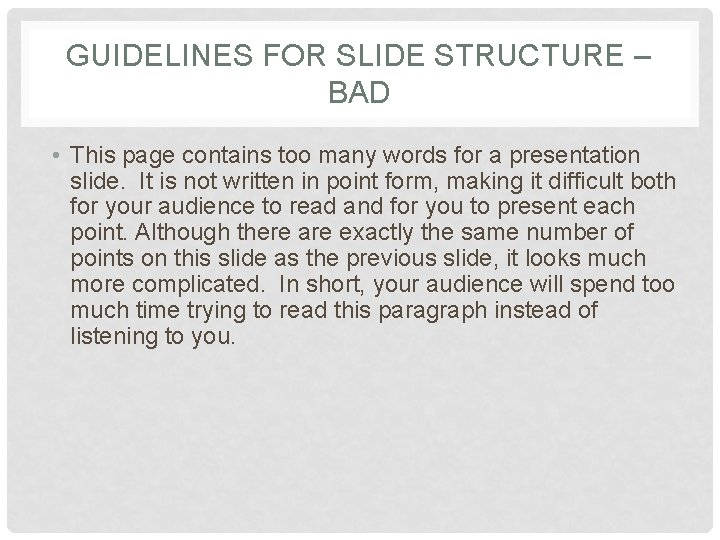 MAKING POWERPOINT SLIDES AVOIDING THE PITFALLS OF BAD