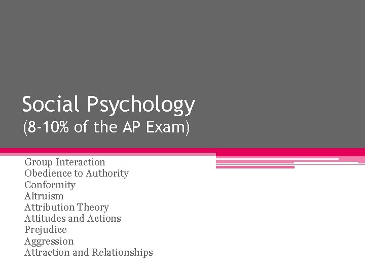Social Psychology 8 10 of the AP Exam