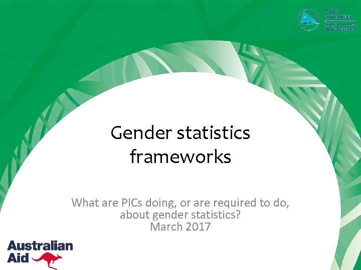 Gender statistics frameworks What are PICs doing or
