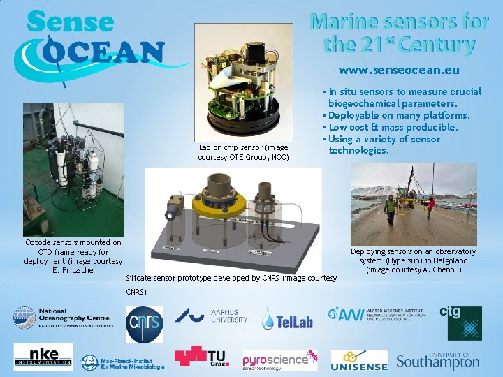 Sense OCEAN Development of biogeochemical sensors for autonomous