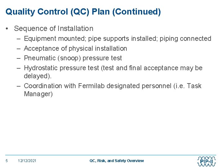 QC Risk and Safety Overview Maurice BallJerzy Yurick
