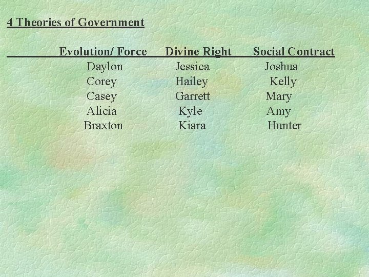 Principles of Government Chapter 1 Section 1 Objectives