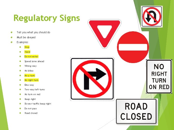 Rules of Road Chapter 9 Shapes of Signs