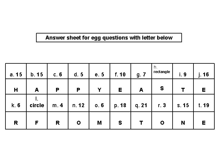 Year 1 Chestnut Class Easter Egg Hunt Maths